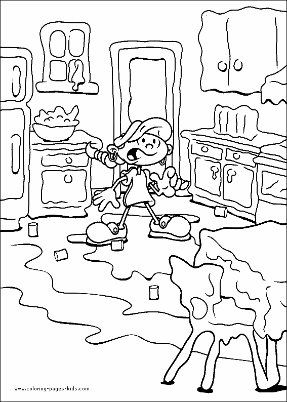 messy room coloring page